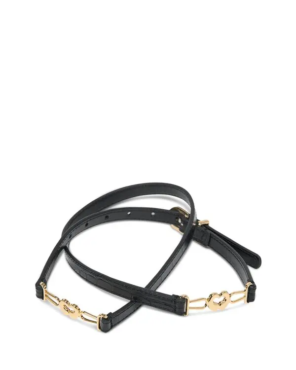 Maje Croc Embossed Leather Belt