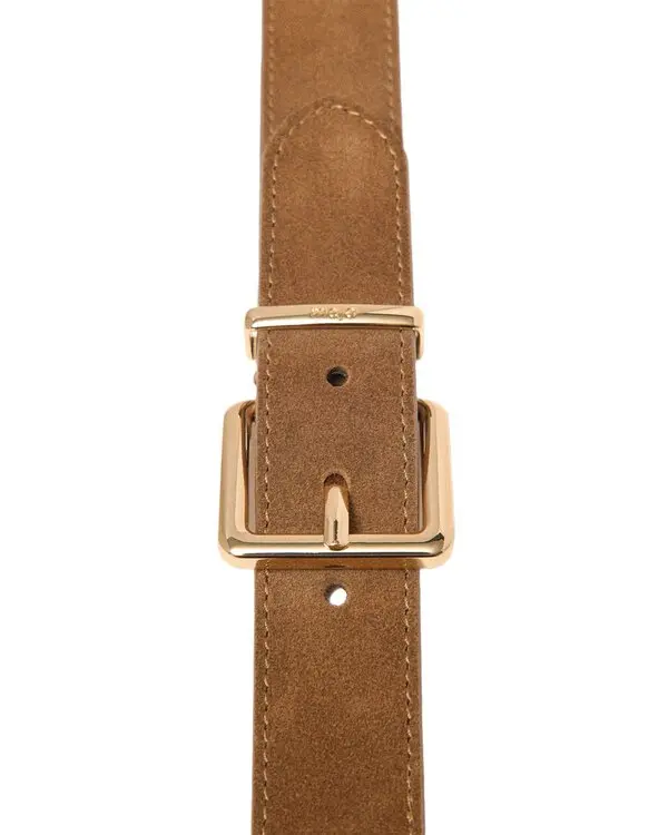 Maje Double Buckle Suede Belt - Camel