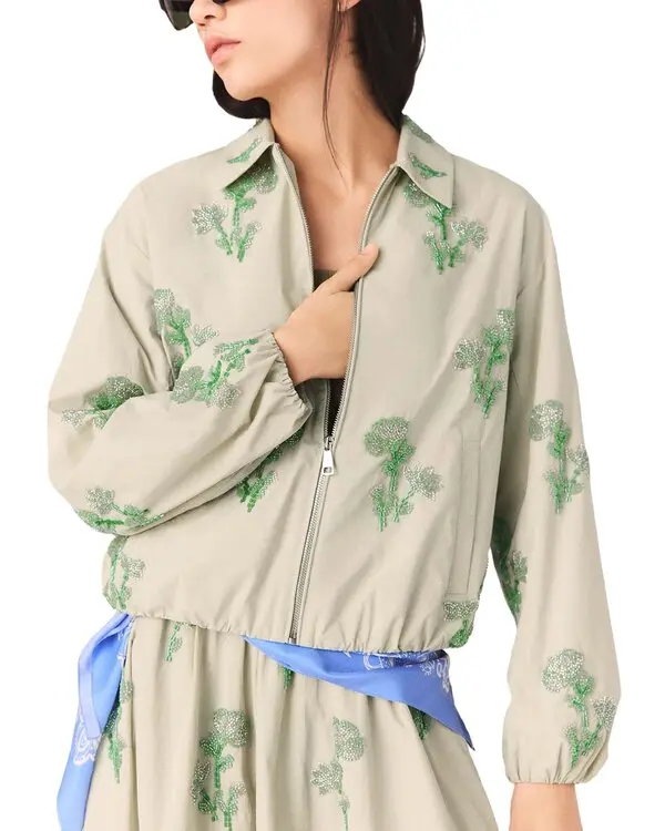 Maje Embroidered Technical Bomber Jacket