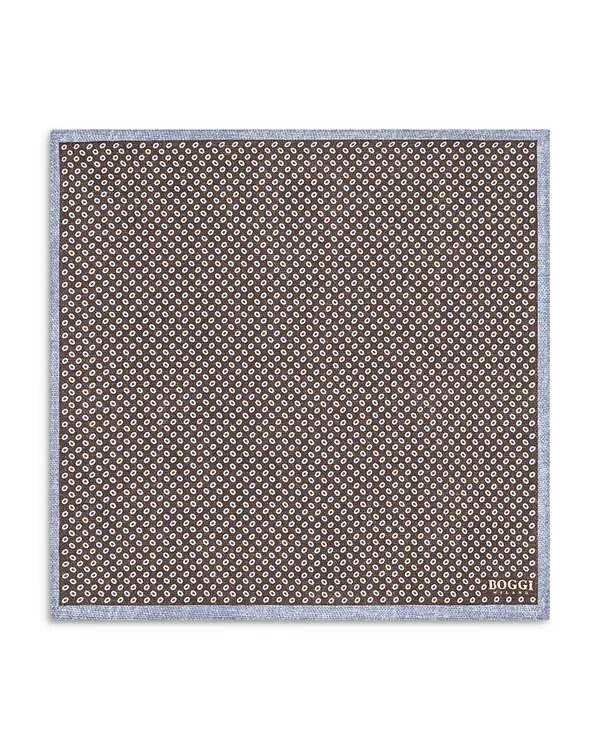 Boggi Milano Micro Geometric Pocket Square - Brown