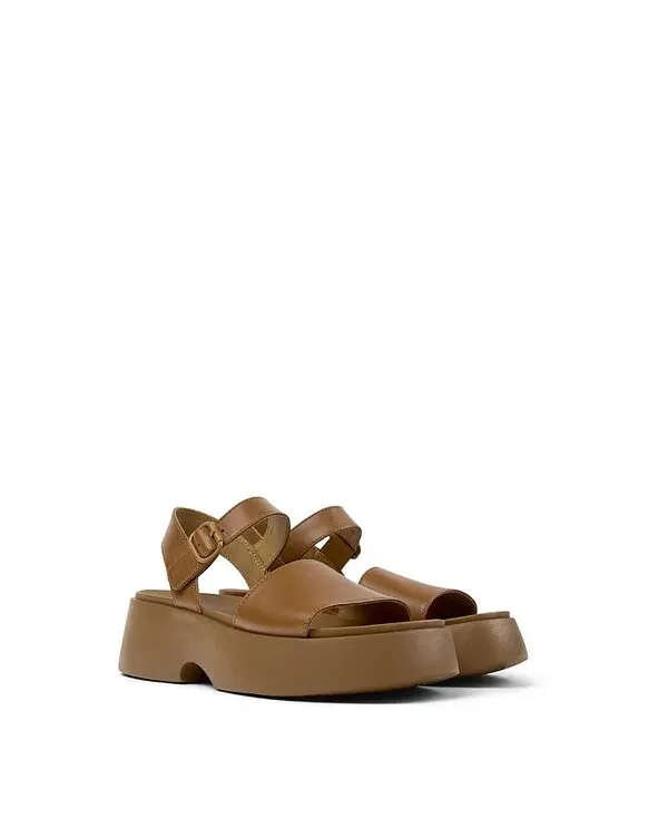 Camper Tasha Leather Strap Sandals - Brown
