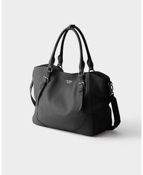 Prada Large Leather Tote - Black