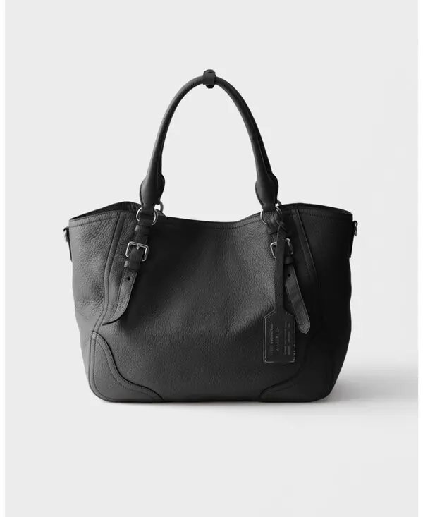 Prada Large Leather Tote - Black