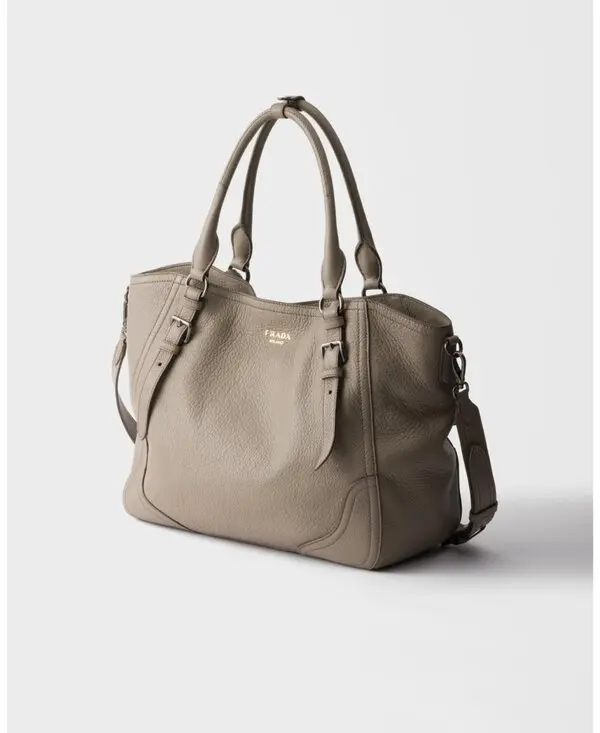 Prada Large Leather Tote - Grey