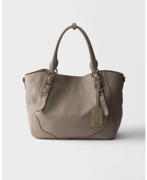 Prada Large Leather Tote - Grey