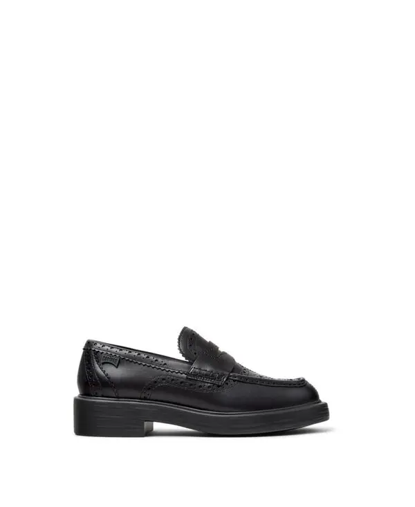Camper Dean Twins Leather Moccasin - Black