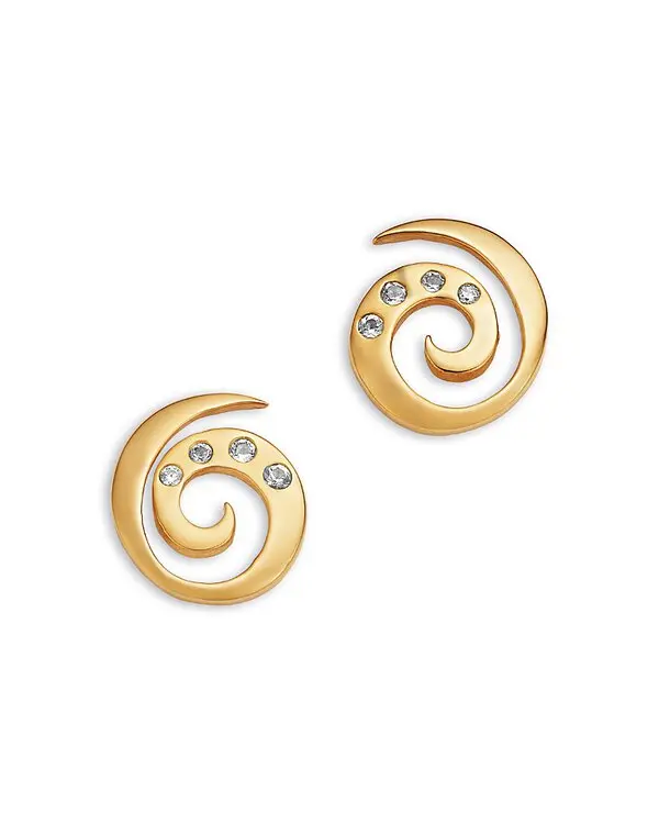 MOON & MEADOW 14k Yellow Diamond Swirl Shell Stud Earrings - Gold