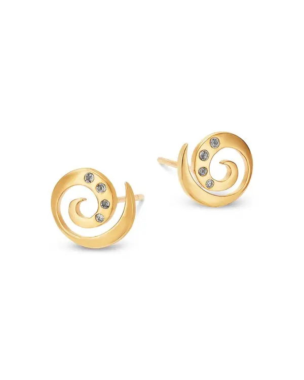MOON & MEADOW 14k Yellow Diamond Swirl Shell Stud Earrings