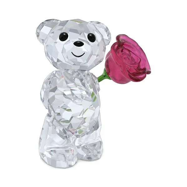 SWAROVSKI Kris Bear Collection A Rose With Love Crystal Figurine - White