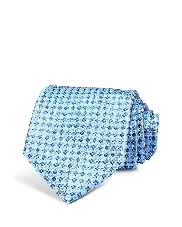 David Donahue Geometric Silk Neck Tie - Sky