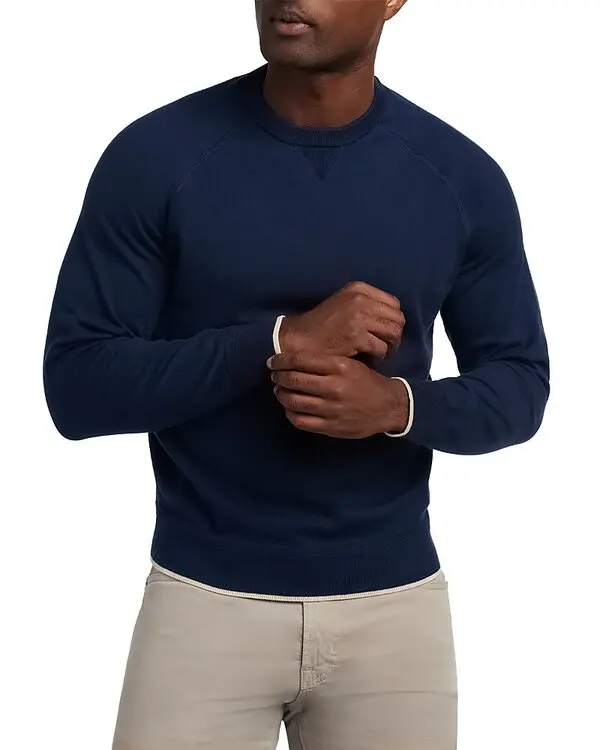 David Donahue South Point Cotton Silk Crewneck Sweater - Navy