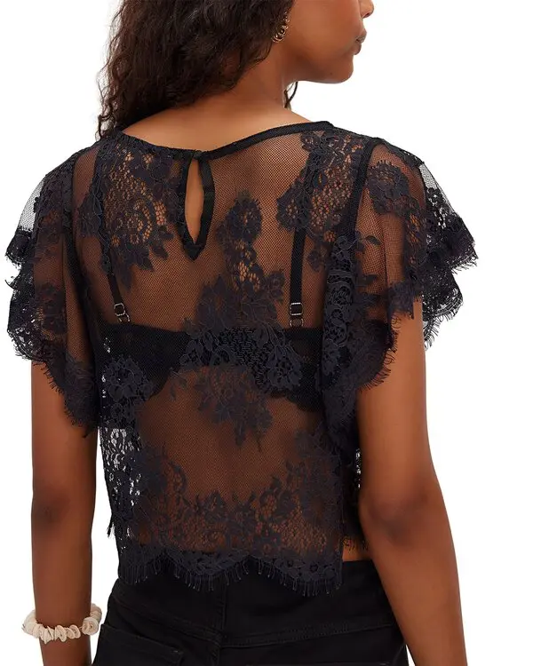 Free People Lunar Ash Lace Top - Black