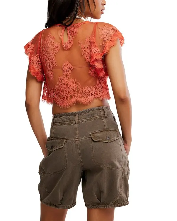 Free People Lunar Ash Lace Top - Sunset