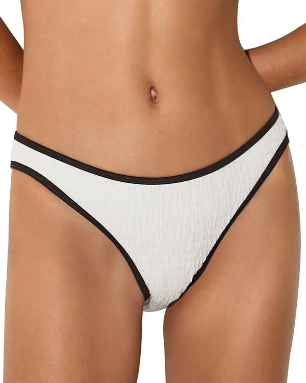 REISS Johannah Tipped Bikini Bottom - Ivory/chocolate