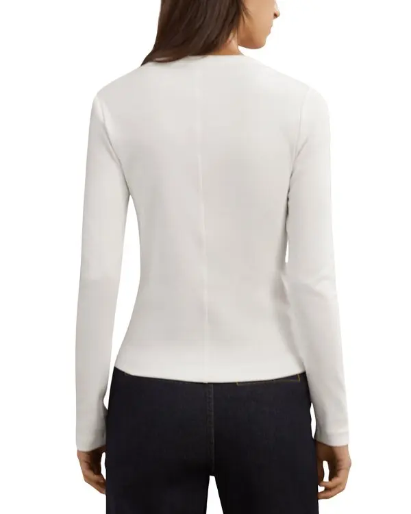 REISS Rina Button Front Top - White