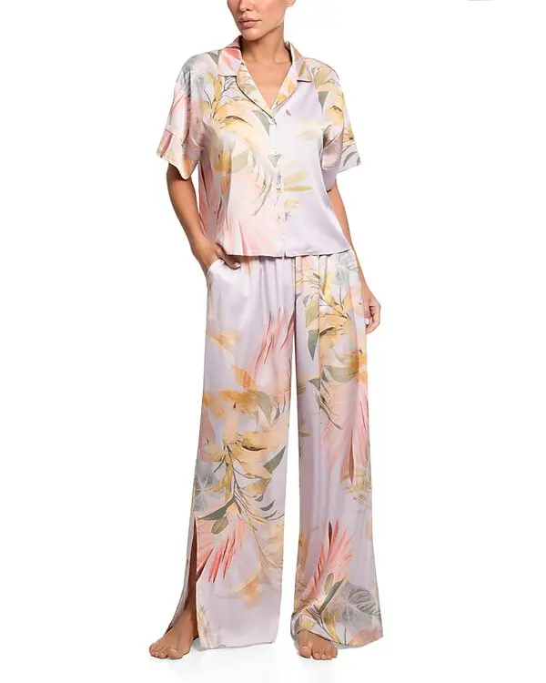 MIDNIGHT BAKERY Printed Satin Palazzo Pajama Set - Lilac