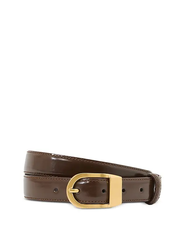 REISS Hazel Leather Belt - Chocolate