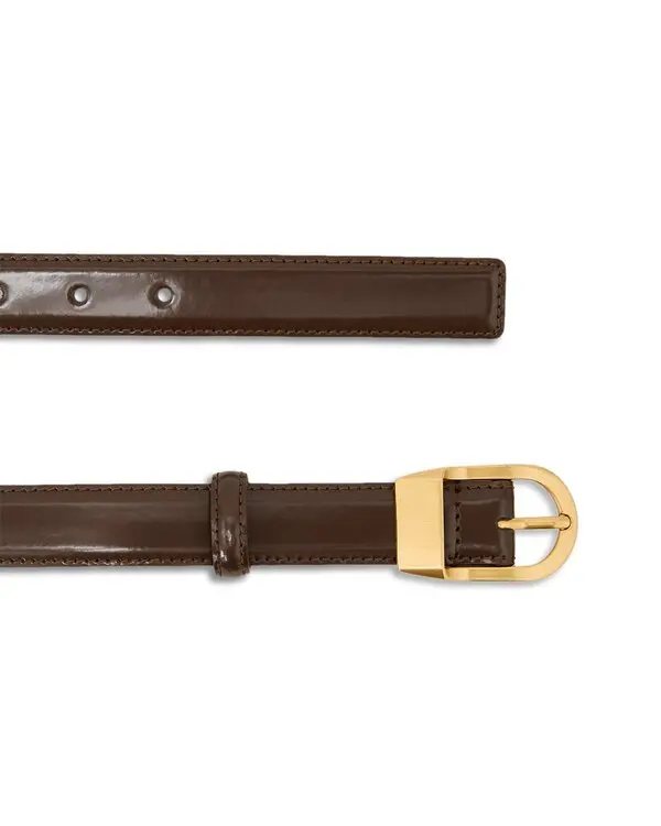REISS Hazel Leather Belt - Chocolate