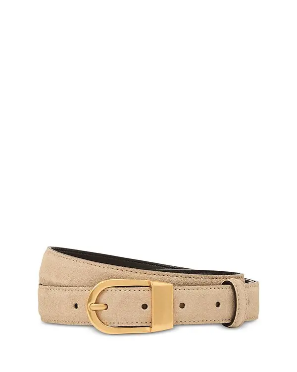 REISS Suede Belt - Stone