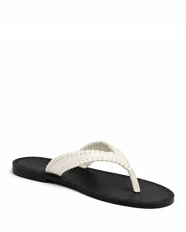 Cinq À Sept Jessica Leather Thong Sandals - White/black
