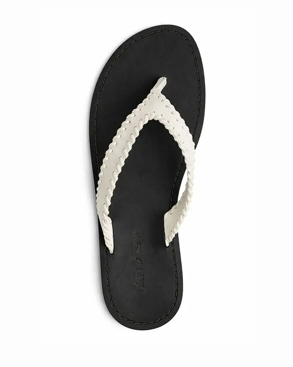 Cinq À Sept Jessica Leather Thong Sandals - White/black