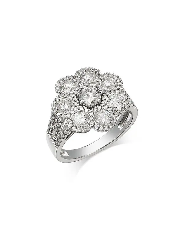 Bloomingdale'S Diamond Flower Ring 2.0 Tcw - White Gold