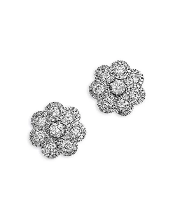 Bloomingdale'S Diamond Flower Stud Earrings 3.0 Tcw - White Gold