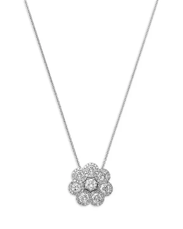 Bloomingdale'S Diamond Flower Pendant Necklace 2.0 Tcw - White Gold