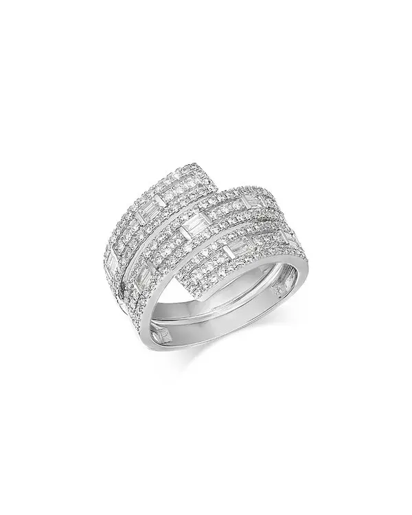 Bloomingdale'S 14k Diamond Multirow Bypass Ring 1.0 Tcw - White Gold