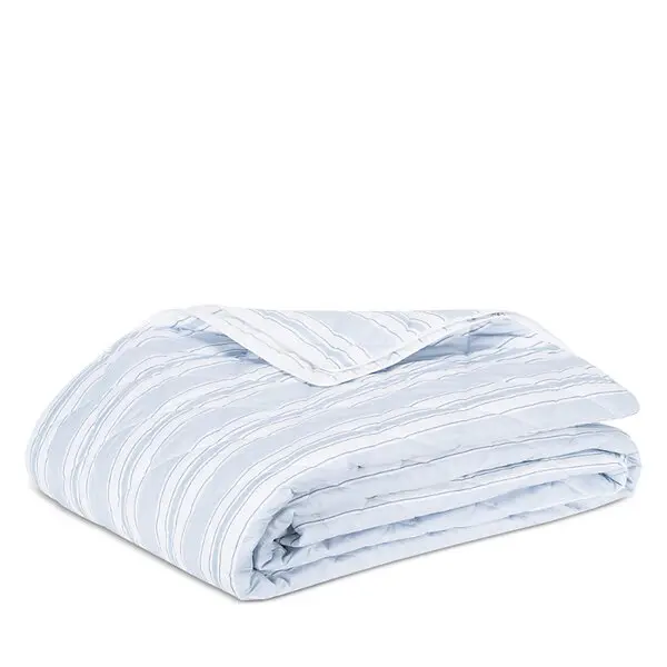 MATOUK Elio Striped Quilt, King - Blue