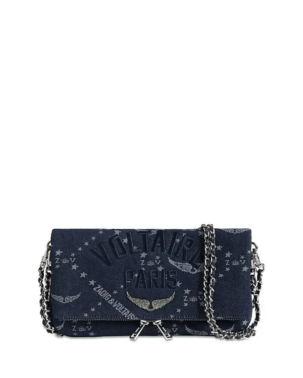 Zadig&Voltaire Rock Zv Monogram Denim Clutch - Silent