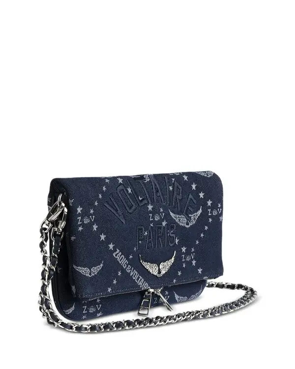 Zadig&Voltaire Rock Zv Monogram Denim Clutch - Silent