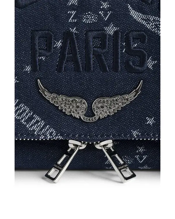 Zadig&Voltaire Rock Zv Monogram Denim Clutch - Silent
