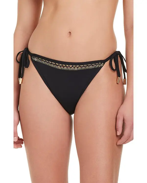 Red Carter Crocheted Trim Bikini Bottom - Black