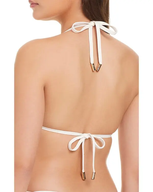 Red Carter Halterneck Bikini Top With Crochet Trim