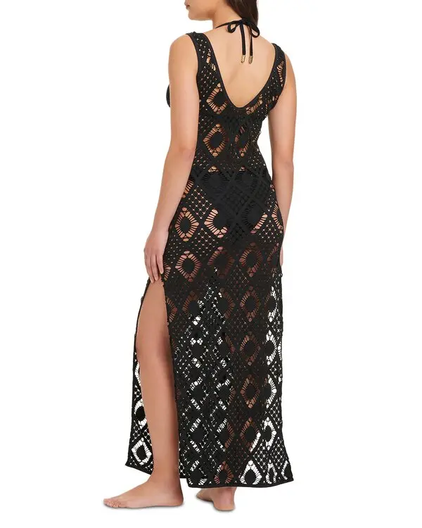 Red Carter Lace Up Cover Up Dress - Black