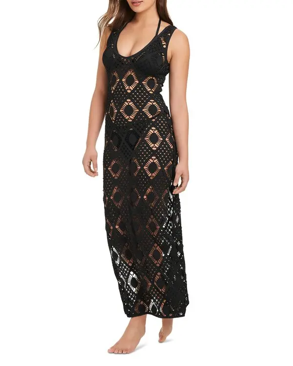 Red Carter Lace Up Cover Up Dress - Black