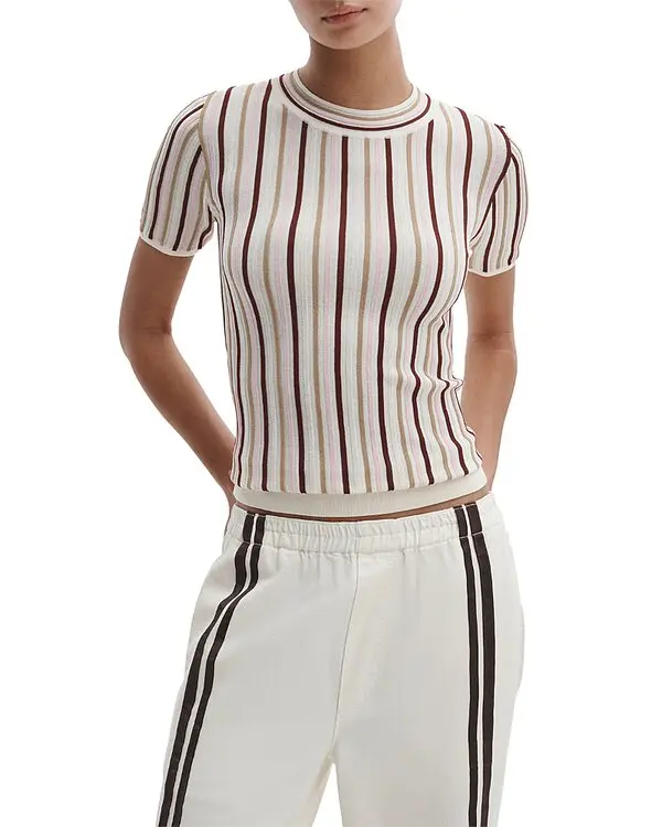 Rag & Bone Victoria Short Sleeve Crewneck Sweater - Pink Multi