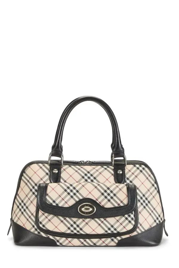 Burberry Jacquard Check Turnlock Dome Handbag - Black