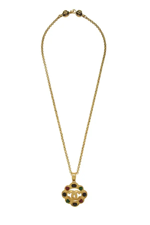 Chanel Gripoix Stones Necklace - Gold