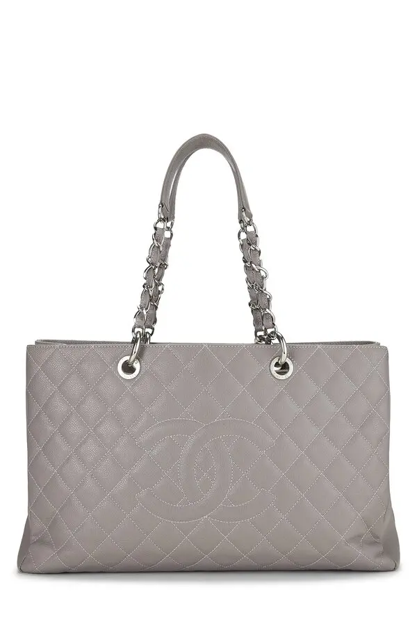 Chanel Quilted Caviar Grand Shopping Tote - Grey