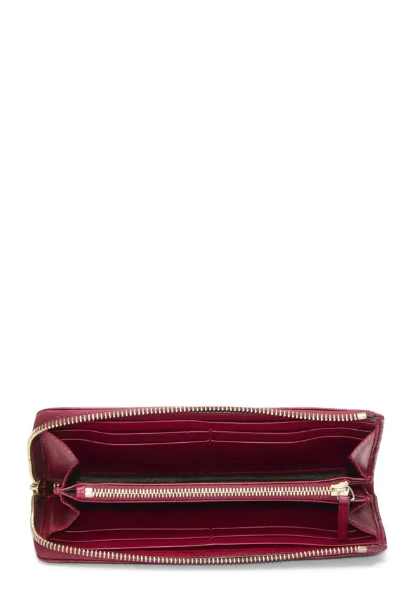 Gucci Ssima Zip Around Wallet - Red