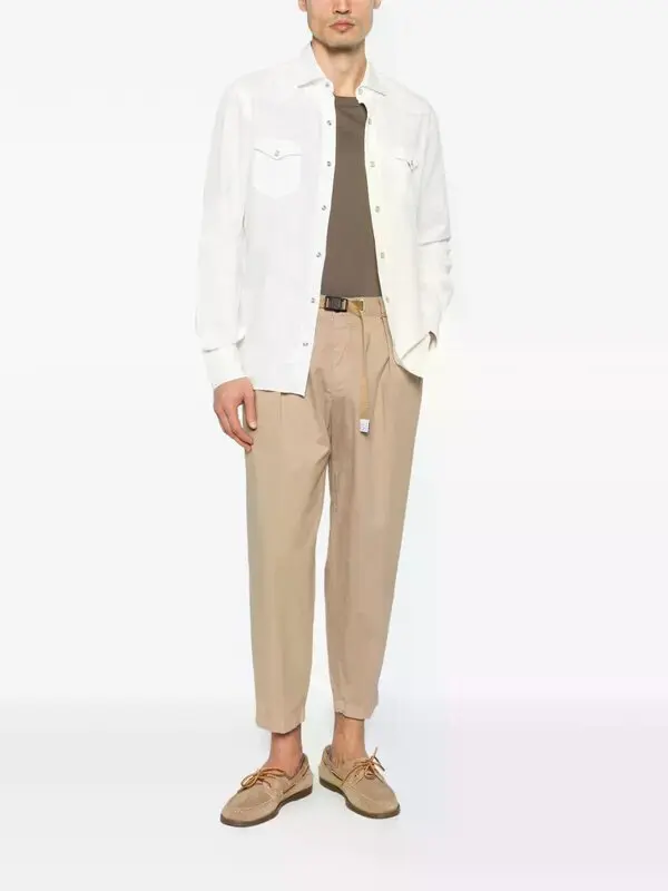 WHITE SAND Steve Belted Cotton Trousers - Neutrals
