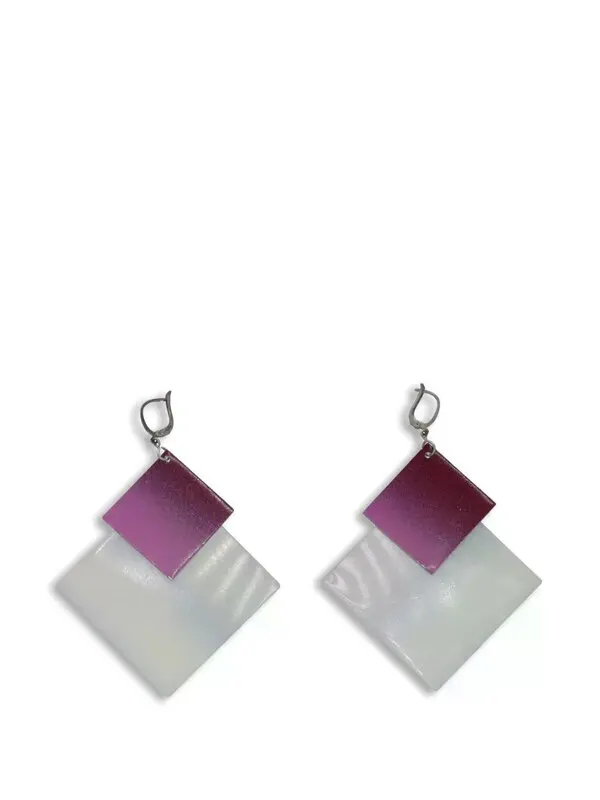 Vintage Square Drop Earrings - White