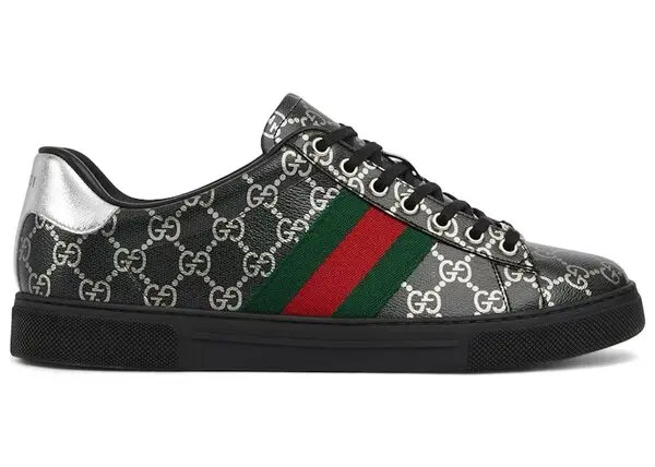 Gucci Ace Gg Monogram Sneakers - Black/silver