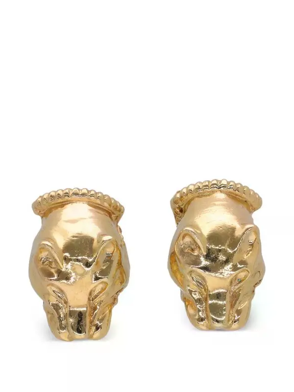 Vintage Tiger Head Clip-on Earrings - Gold