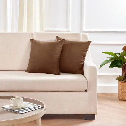 Solino Home Linen Pillow Cover 20 X 20 Inch For Dining Table - Brown