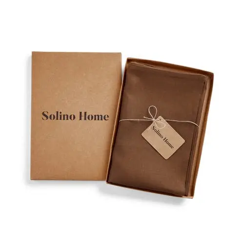 Solino Home Linen Pillow Cover 20 X 20 Inch For Dining Table - Brown