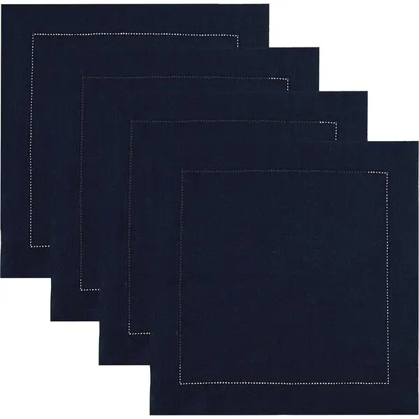 Solino Home Linen Square Placemats Set Of 4 - Navy