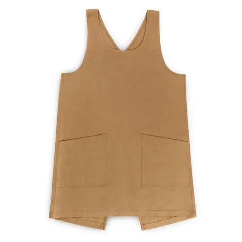 SOLINO HOME Linen Apron 35 X 45 In For Dining Table - Tobacco Brown